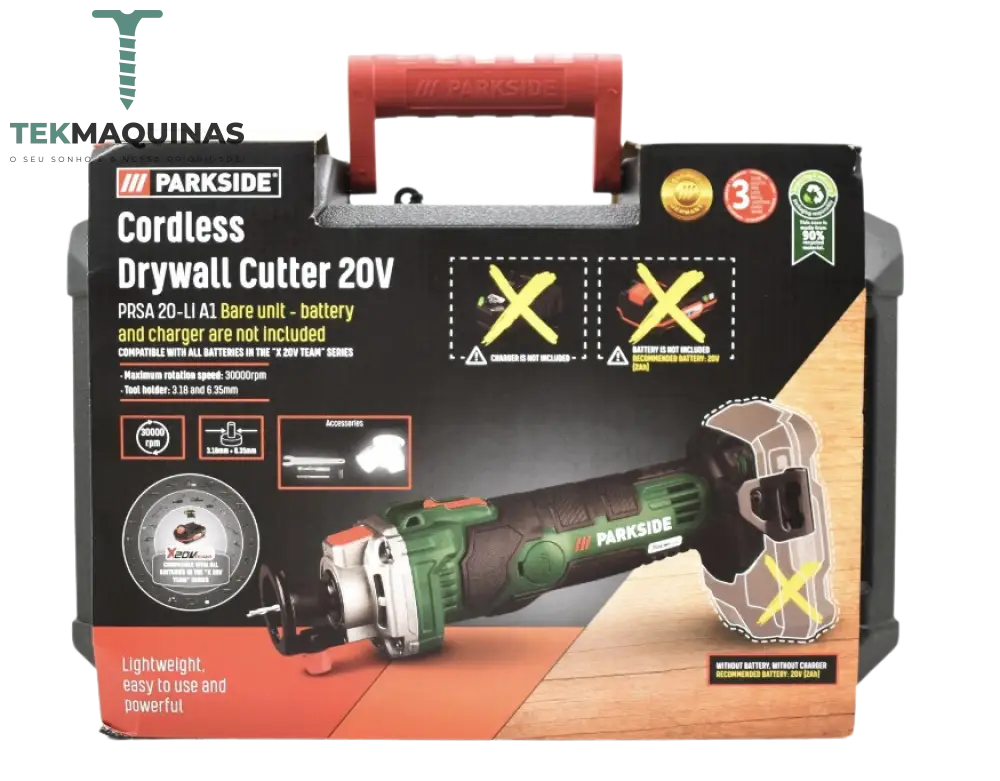 Fresadora de corte recarregável PARKSIDE 20 V “PRSA 20-Li A1”, sem bat ...