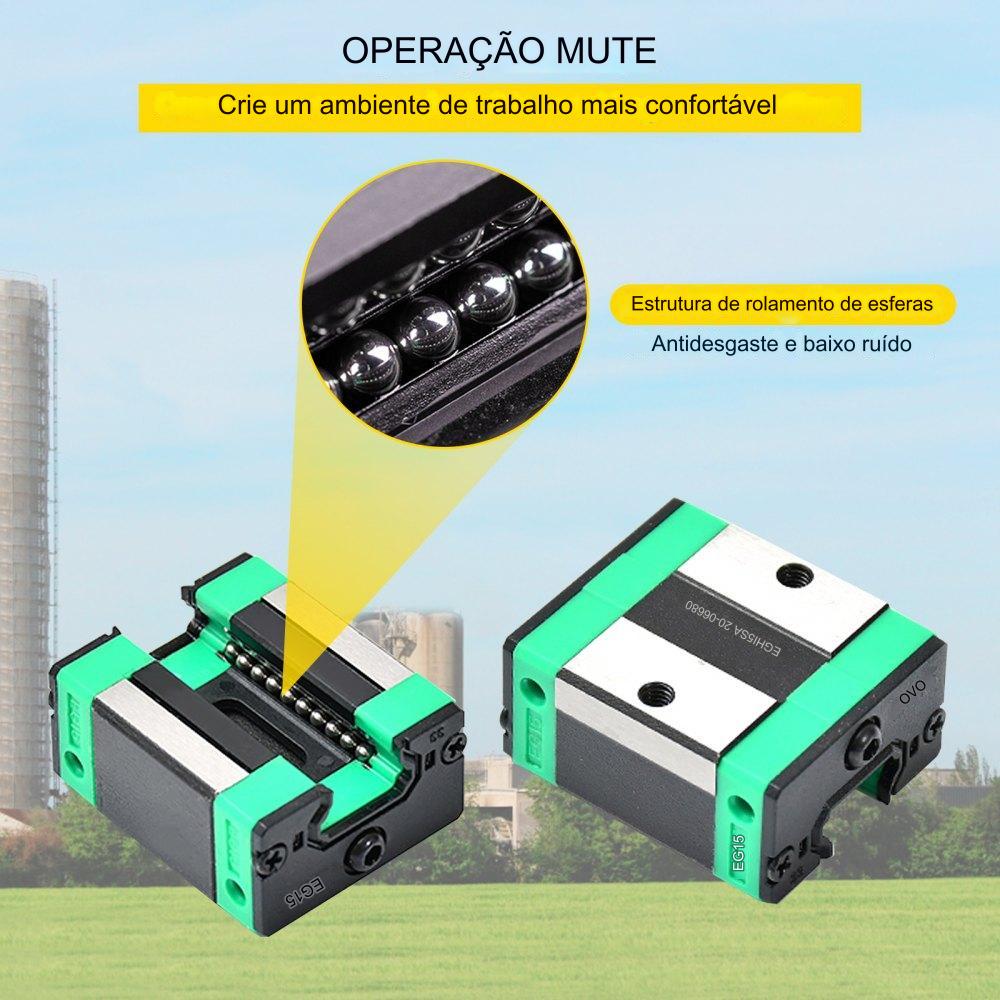Guia Linear HSR 20 1700mm com 4 Blocos de Rolamento para CNC Tornos ...